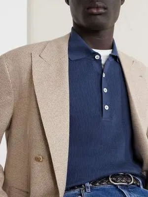 Brunello Cucinelli Ribbed Cotton Polo Shirt