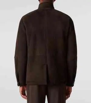 Zegna Il Conte Shearling-trimmed Suede Jacket - Brown