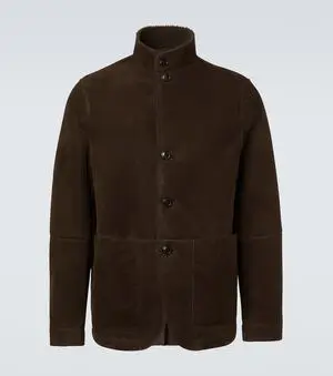 Zegna Il Conte Shearling-trimmed Suede Jacket - Brown
