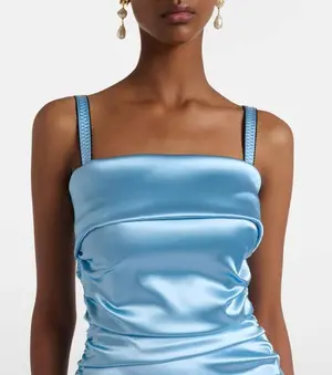 Dolce & Gabbana Ruched Satin Cocktail Dress - Blue