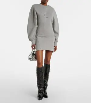 Attico Cotton Jersey Hooded Wrap Dress - Grey