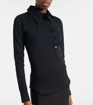 Attico Ribbed Cotton Jersey Top - Black