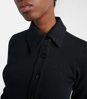 Attico Ribbed Cotton Jersey Top - Black