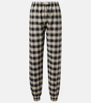 Attico Checked Cotton Sweatpants - Beige