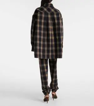 Attico Checked Cotton Sweatpants - Brown