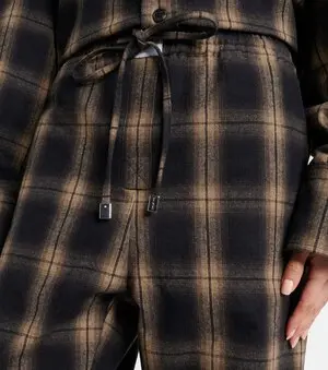 Attico Checked Cotton Sweatpants - Brown