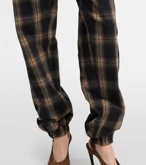Attico Checked Cotton Sweatpants - Brown