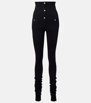Attico High-rise Cotton Jersey Stirrup Leggings - Black