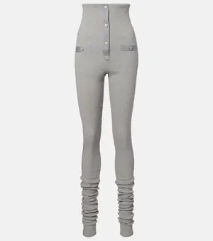 Attico High-rise Cotton Jersey Stirrup Leggings - Grey