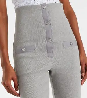 Attico High-rise Cotton Jersey Stirrup Leggings - Grey