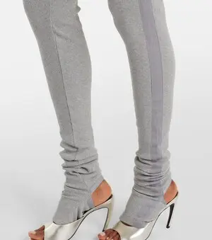 Attico High-rise Cotton Jersey Stirrup Leggings - Grey