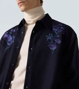 Dries Van Noten Embroidered Wool Shirt