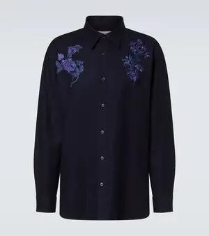 Dries Van Noten Embroidered Wool Shirt - Blue