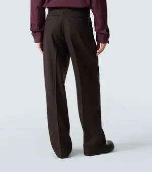 Dries Van Noten Embroidered Wool Flannel Straight Pants