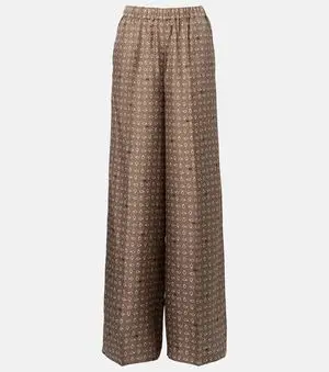 Max Mara Vischio Printed Wide-leg Pants - Brown