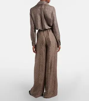 Max Mara Vischio Printed Wide-leg Pants - Brown