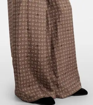 Max Mara Vischio Printed Wide-leg Pants - Brown