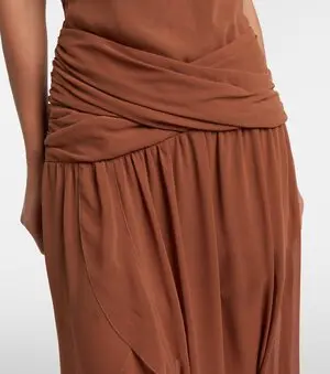 JACQUES WEI Draped Ruffled Maxi Dress