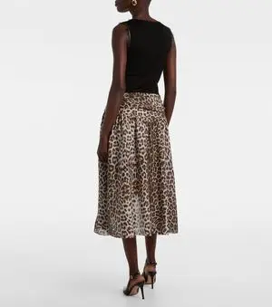 JACQUES WEI Leopard-print Asymmetric Midi Dress