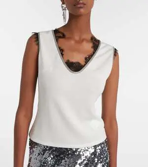JACQUES WEI Lace-trimmed Layered Top