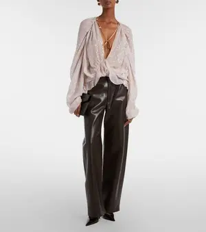 JACQUES WEI Ruffled Silk-blend Shirt