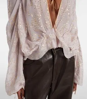 JACQUES WEI Ruffled Silk-blend Shirt