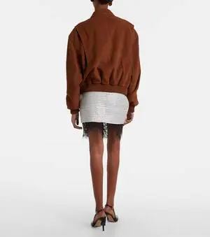 JACQUES WEI Lace-trimmed Sequined Cotton Miniskirt