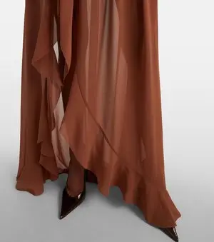 JACQUES WEI Draped Asymmetric Maxi Skirt - Brown
