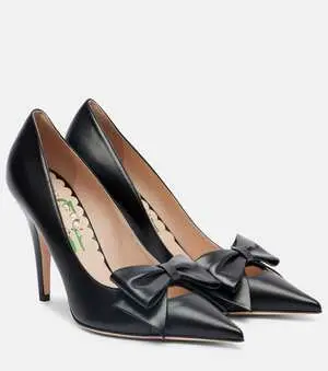 Valentino Garavani Bowow 100 Bow-detail Leather Pumps - Black