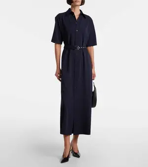 Ralph Lauren Belted Wool Midi Shirt Dress