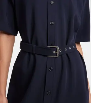 Ralph Lauren Belted Wool Midi Shirt Dress - Blue