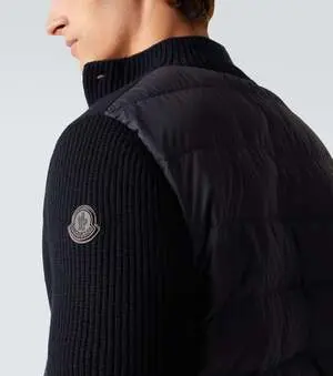 Moncler Down-paneled Virgin Wool Cardigan