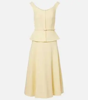 Roland Mouret Peplum Wool Crêpe Midi Dress - Yellow