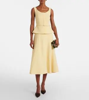 Roland Mouret Peplum Wool Crêpe Midi Dress - Yellow