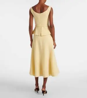 Roland Mouret Peplum Wool Crêpe Midi Dress - Yellow