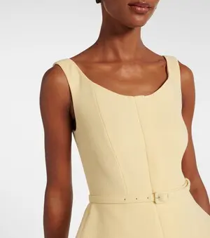 Roland Mouret Peplum Wool Crêpe Midi Dress - Yellow