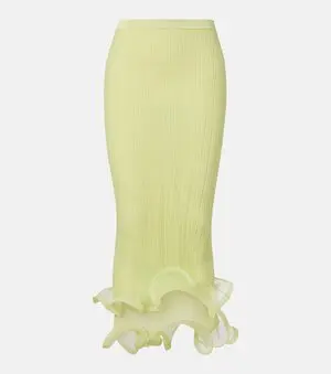 Simkhai Midi Skirt With Ruffle Detail - Green