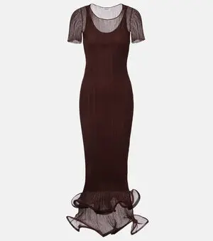 Simkhai Ruffled Midi Dress - Brown