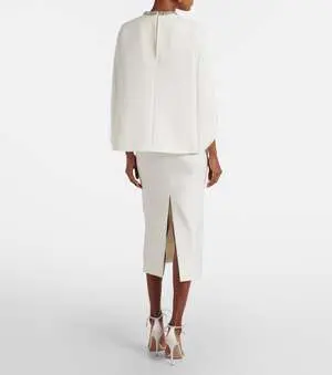 Roland Mouret Caped Crystal-embellished Crêpe Midi Dress