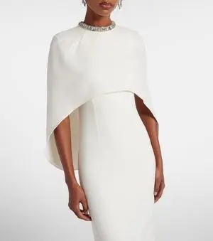 Roland Mouret Caped Crystal-embellished Crêpe Midi Dress