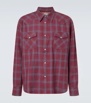 Visvim Four Corners Checked Wool And Linen Shirt - Red