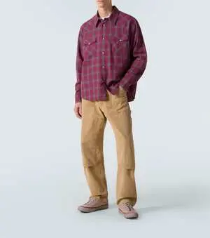 Visvim Four Corners Checked Wool And Linen Shirt - Red