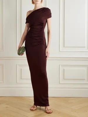 SELF-PORTRAIT Off-the-shoulder Draped Knitted Maxi Dress