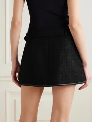 SELF-PORTRAIT Belted Cotton-bouclé Mini Skirt