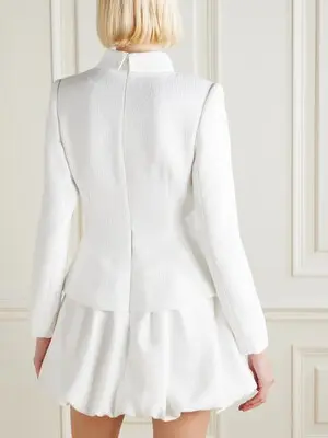 SELF-PORTRAIT Layered Crystal-embellished Bouclé-tweed Mini Dress - Neutrals