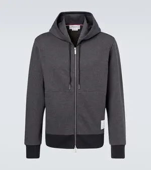 Thom Browne 4-bar Cotton Jersey Zip-up Hoodie