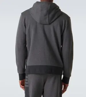 Thom Browne 4-bar Cotton Jersey Zip-up Hoodie