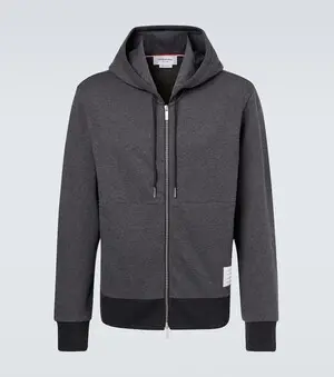 Thom Browne 4-bar Cotton Jersey Zip-up Hoodie - Grey