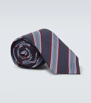 Valentino Garavani Striped Silk Jacquard Neck Tie - Blue