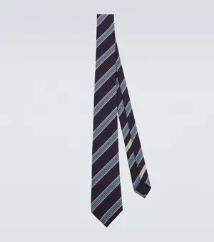 Valentino Garavani Striped Silk Jacquard Neck Tie - Blue
